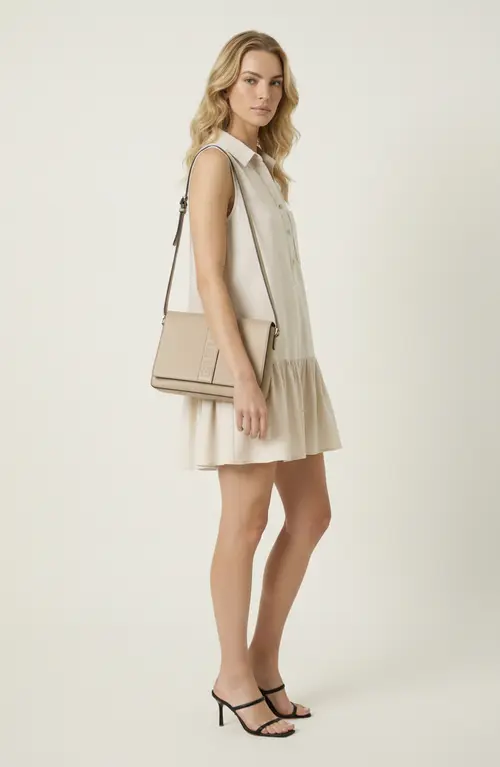 MODENAIRE Sleeveless Collared Drop Waist Dress