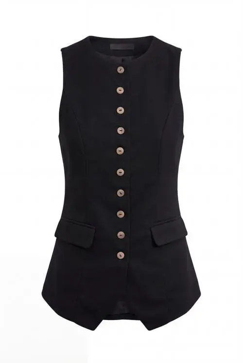MODENAIRE Tailored Sleeveless Vest - Black