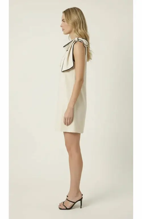 MODENAIRE Contrast Trim Bow Mini Dress