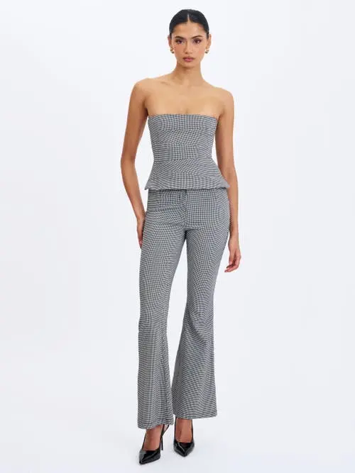 MISS CIRCLE NEW YORK Ulli Micro-houndstooth Flared Pants - Hounstooth Grey