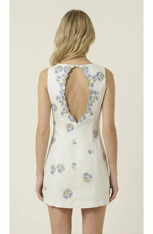 MODENAIRE Floral Embroidered Mini Dress