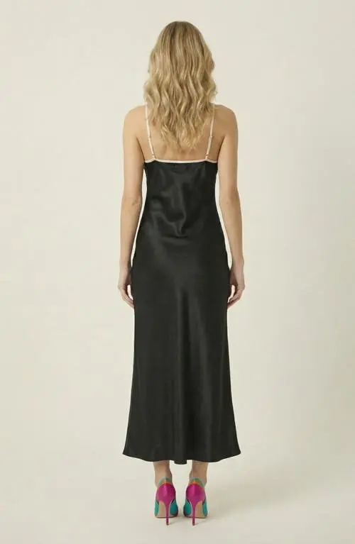 MODENAIRE Satin Plunging Cutout Maxi Dress