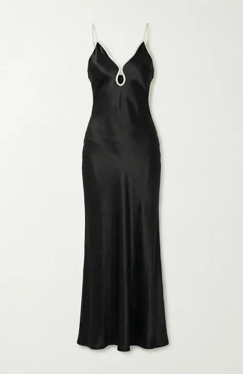 MODENAIRE Satin Plunging Cutout Maxi Dress
