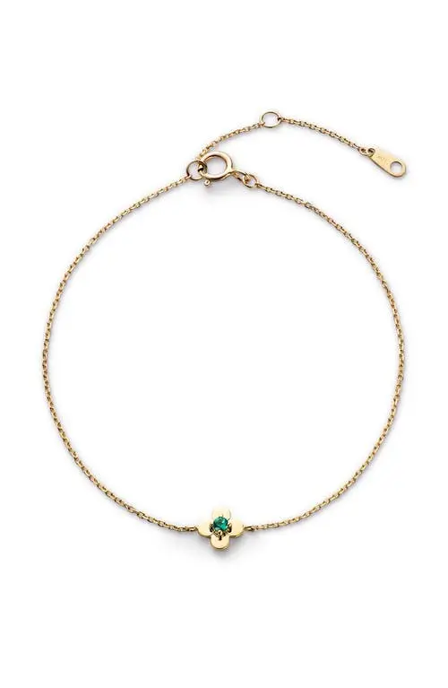 ANA LUISA Solid Yellow Goldmini Flower Bracelet - Emerald