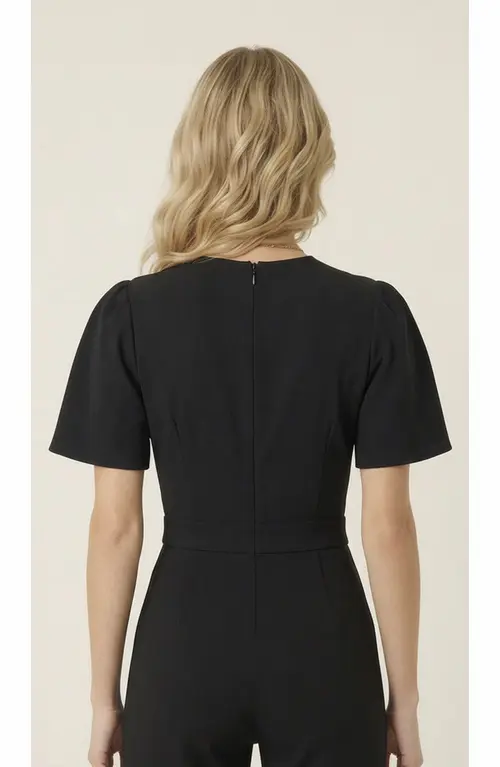 MODENAIRE Embellished Cutout Flared Leg Jumpsuit