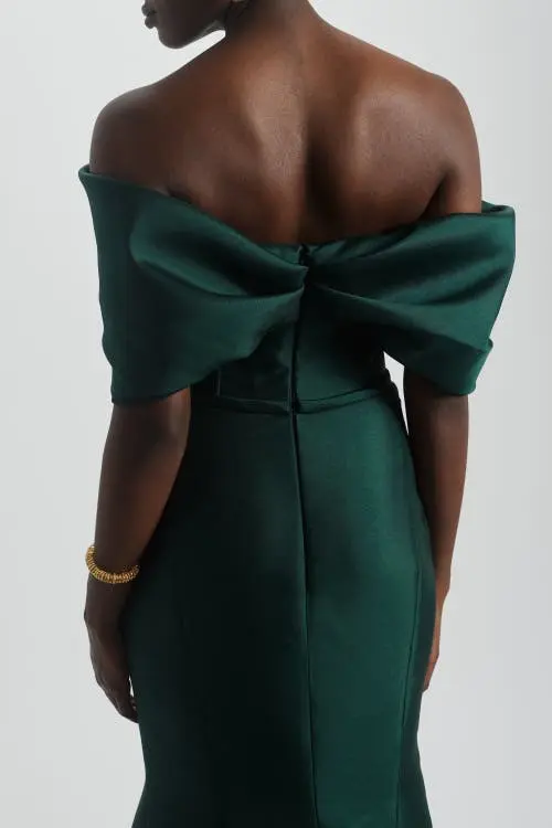 Amsale Off-the-shoulder Bow Gown - Hunter