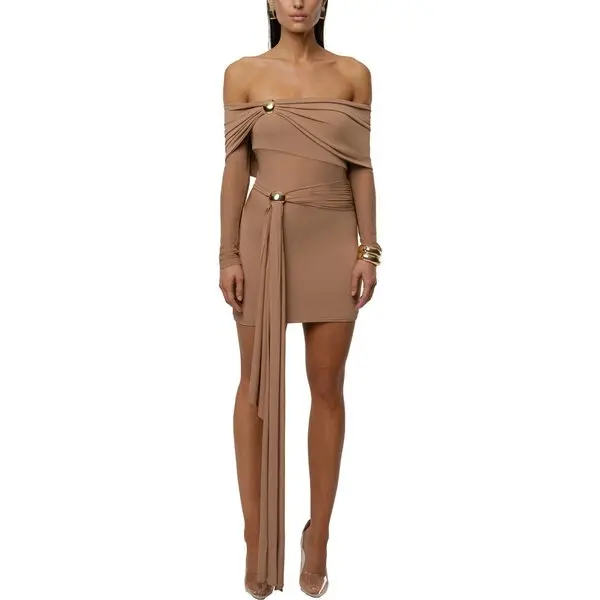JLUXLABEL Glow State Drape Dress - Beige