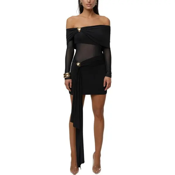 JLUXLABEL Glow State Drape Dress - Black