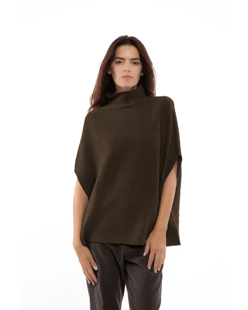 MONTICELLI CASHMERE Cashmere Funnel Neck Poncho - Coffee