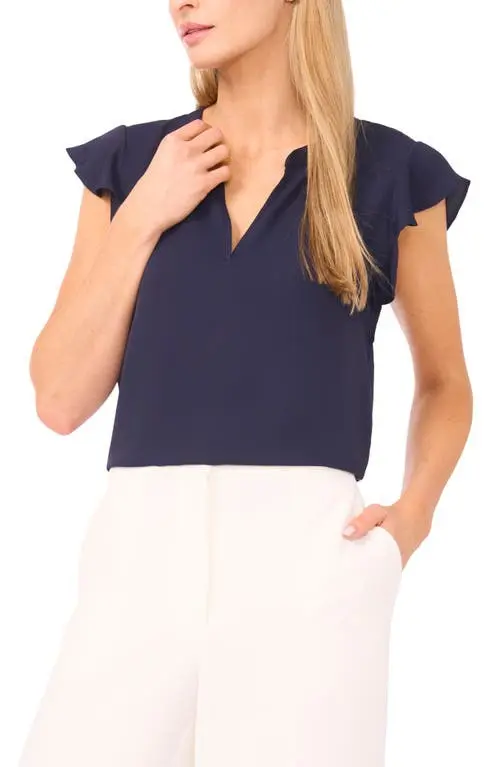 Halogen Flutter Sleeve Top - Baritone Blue