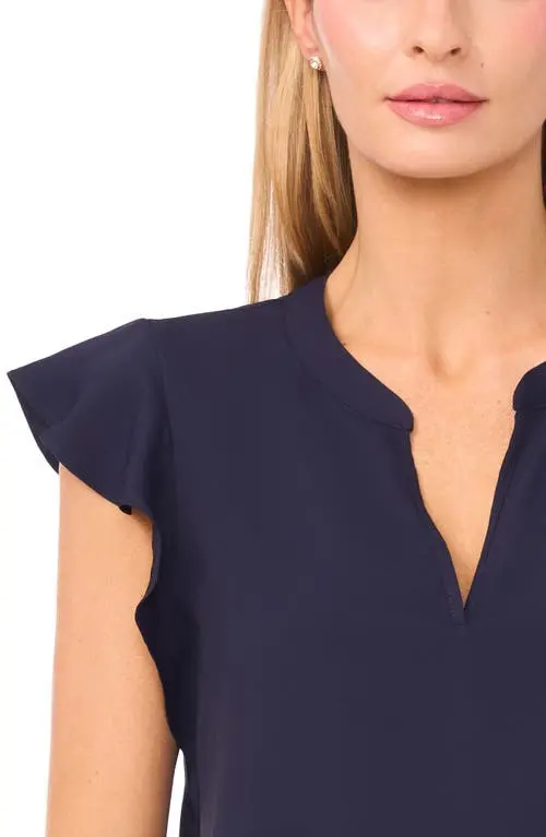 Halogen Flutter Sleeve Top - Baritone Blue
