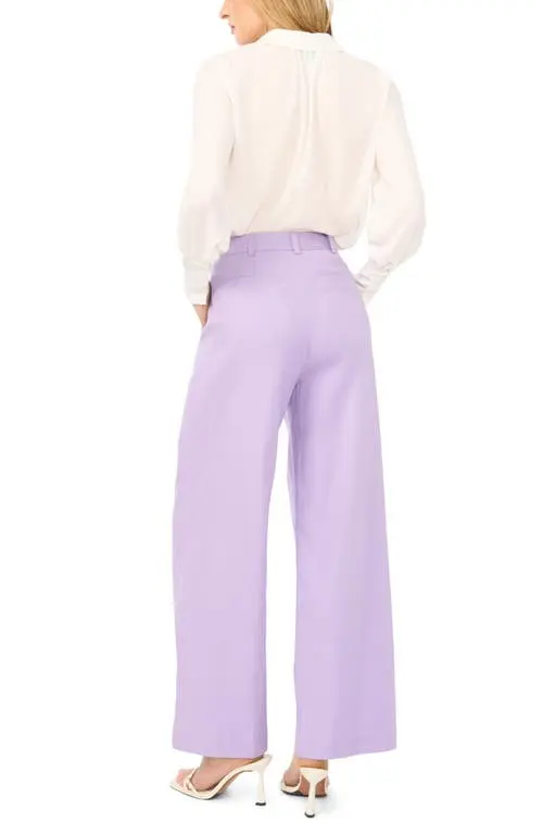 Halogen Pleated High Waist Linen Blend Wide Leg Trousers - Soft Lavender