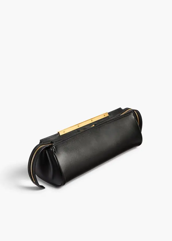 Khaite Donna Leather Evening Clutch - Black