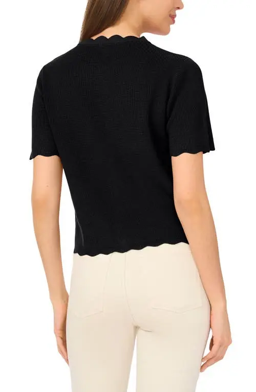 CECE DUPRAZ Scalloped Short Sleeve Cardigan