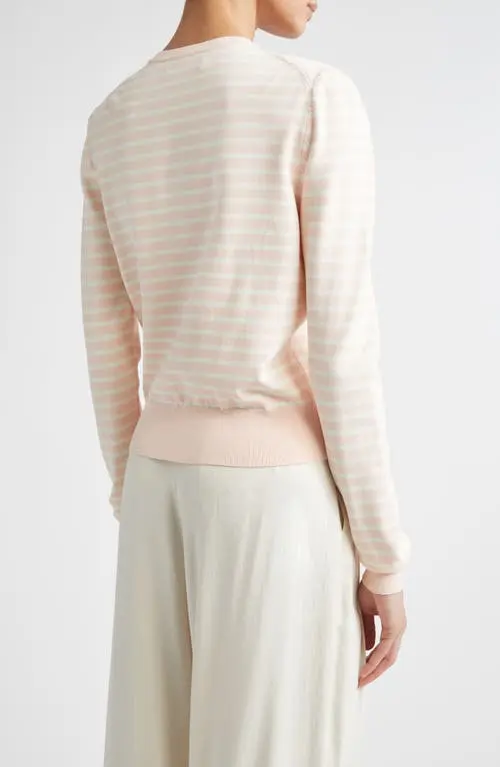 Lela Rose Rose Appliqué Stripe Cardigan