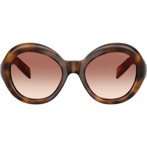 Prada 53mm Round Gradient Sunglasses - Tortoise/brown Bordeaux