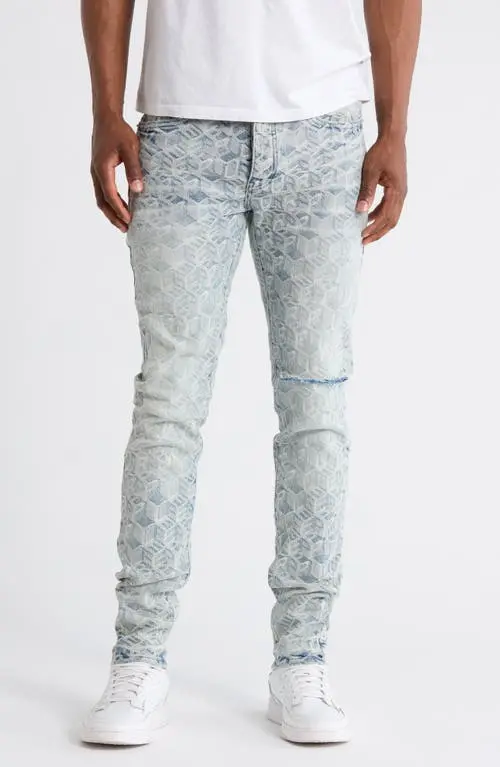 PURPLE BRAND P001 Jacquard Monogram Skinny Jeans - Light Indigo