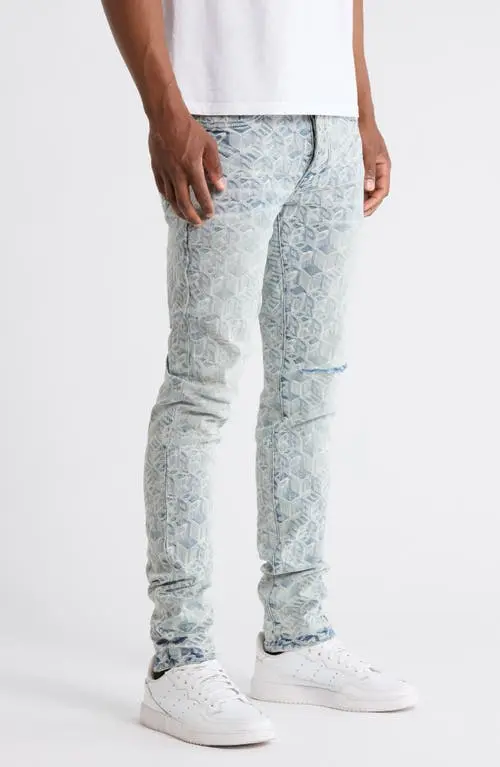 PURPLE BRAND P001 Jacquard Monogram Skinny Jeans - Light Indigo