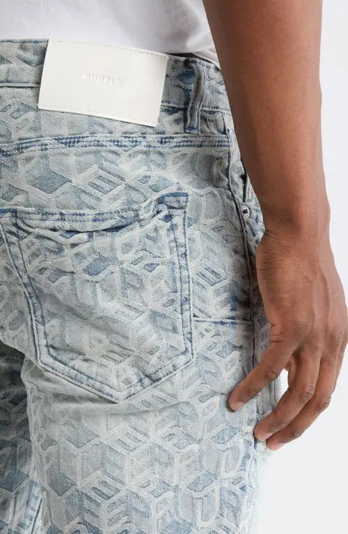 PURPLE BRAND P001 Jacquard Monogram Skinny Jeans - Light Indigo