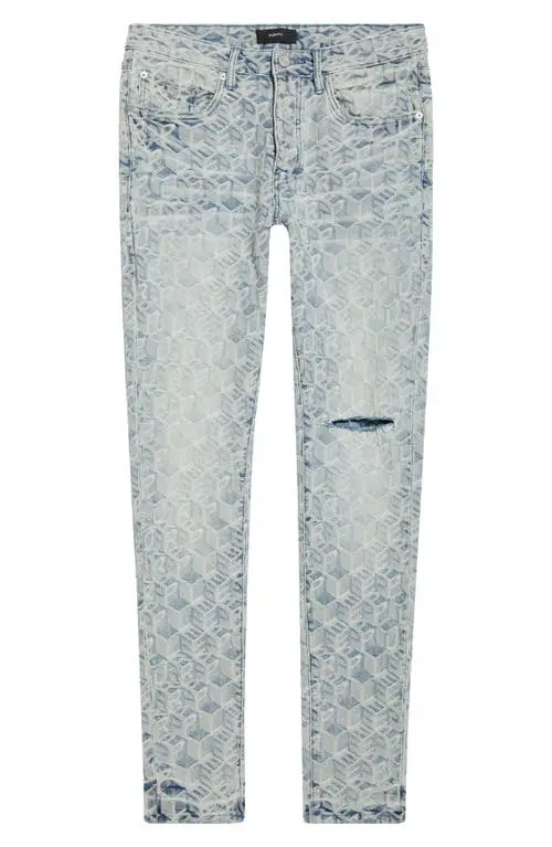 PURPLE BRAND P001 Jacquard Monogram Skinny Jeans - Light Indigo