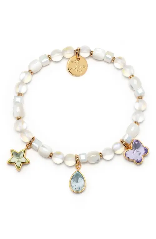 LITTLE WORDS PROJECT Crystal Charm Beaded Stretch Bracelet - White