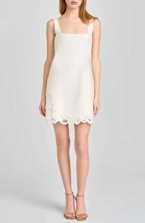 WAYF Katarina Eyelet Embroidered Cotton Mini Dress - Ivory