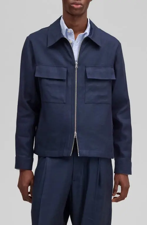 Nn07 Alban 1808 Canvas Zip-up Shirt Jacket - Deep Navy