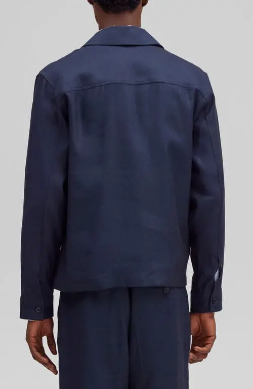 Nn07 Alban 1808 Canvas Zip-up Shirt Jacket - Deep Navy