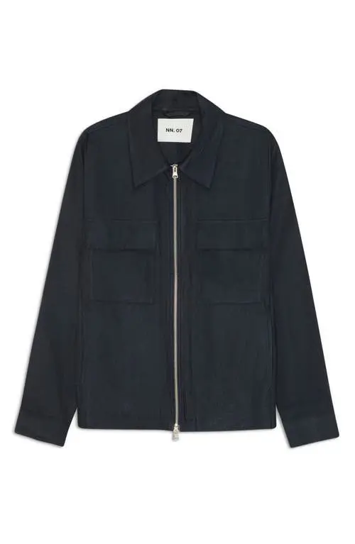 Nn07 Alban 1808 Canvas Zip-up Shirt Jacket - Deep Navy