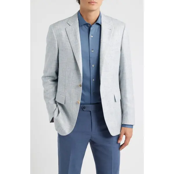 Canali Kei Trim Fit Mélange Wool & Silk Blend Sport Coat - Light Blue