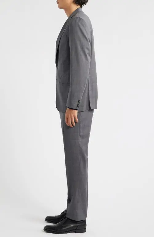 Canali Capri Trim Fit Shadow Plaid Wool Suit - Grey
