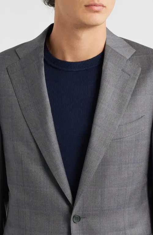 Canali Capri Trim Fit Shadow Plaid Wool Suit - Grey