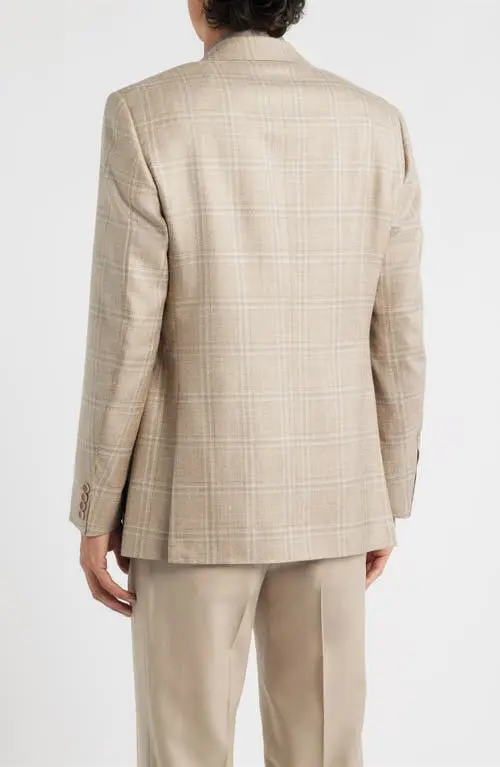 Canali Siena Regular Fit Shadow Check Wool Blend Sport Coat - Beige