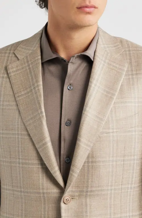 Canali Siena Regular Fit Shadow Check Wool Blend Sport Coat - Beige