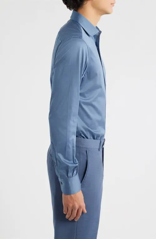 Canali Regular Fit Cotton Jersey Dress Shirt - Blue