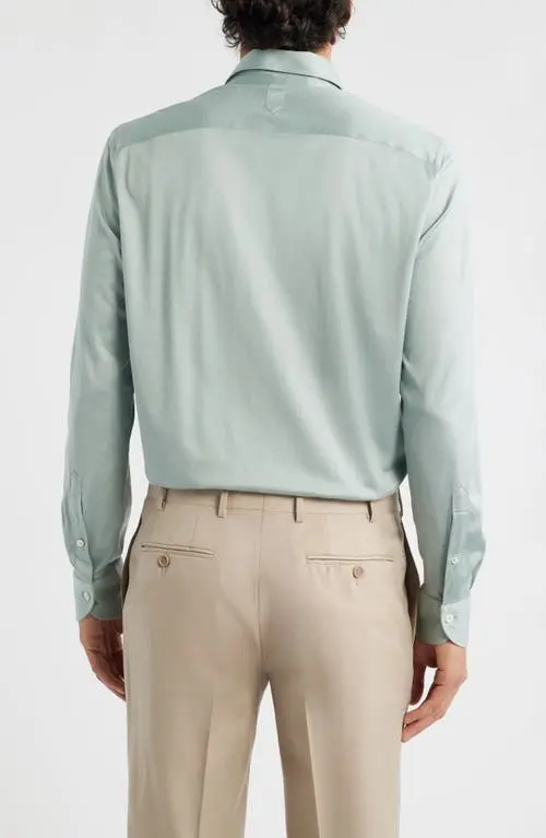 Canali Regular Fit Cotton Jersey Dress Shirt - Green