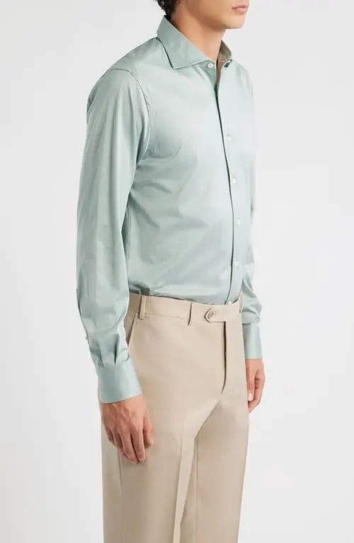 Canali Regular Fit Cotton Jersey Dress Shirt - Green