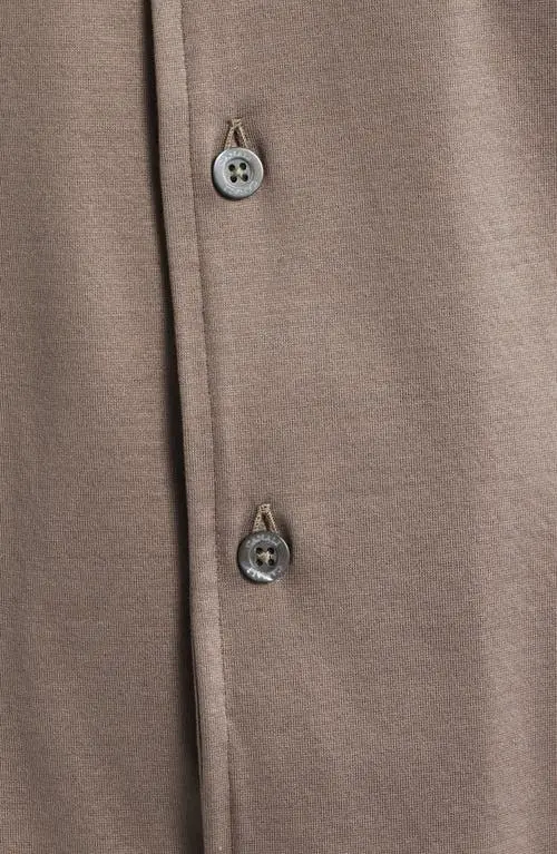 Canali Regular Fit Cotton Jersey Dress Shirt - Brown