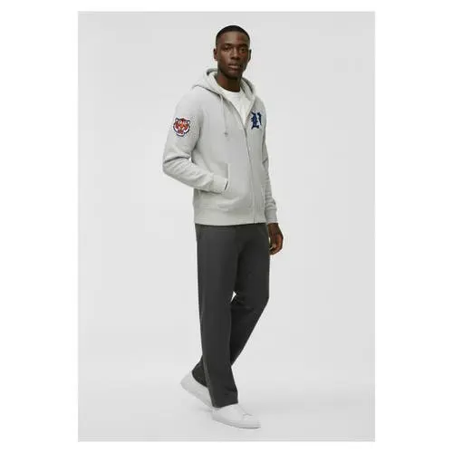 Champion Detroit Tigers Reverse Weave Chenille Full-zip Hoodie - Gray