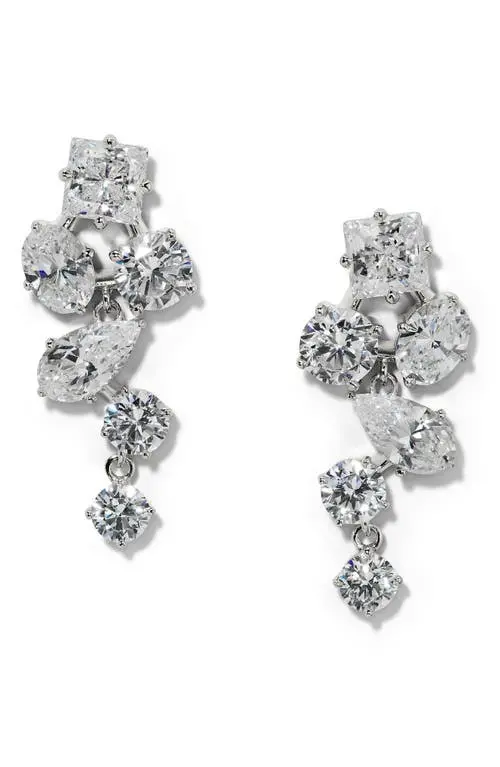 Nadri Lucia Cubic Zirconia Cluster Drop Earrings - Rhodium