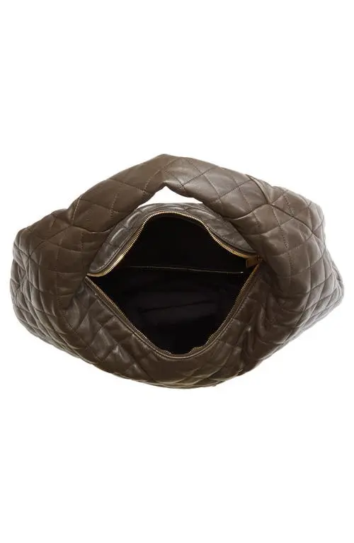 Saint Laurent Icare Quilted Leather Hobo Bag - Light Musk