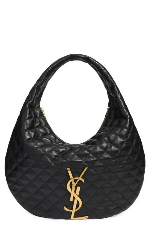 Saint Laurent Icare Quilted Leather Hobo Bag - Noir