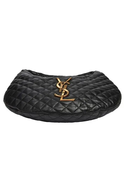 Saint Laurent Icare Quilted Leather Hobo Bag - Noir