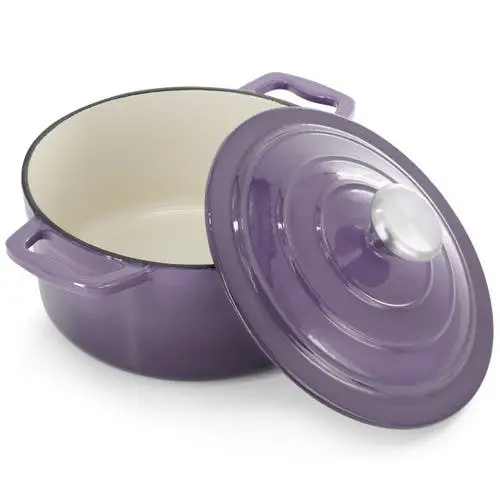 MEGACHEF 2.7 Quart Round Enameled Cast Iron Casserole - Purple