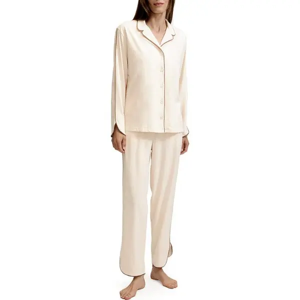 PETITE PLUME Margaux Lightweight Pima Cotton Pajamas - White