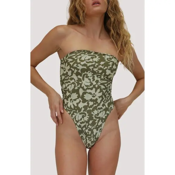 STONE FOX SWIM Paola Macramé Strapless One-piece Swimsuit - Baja Bloom