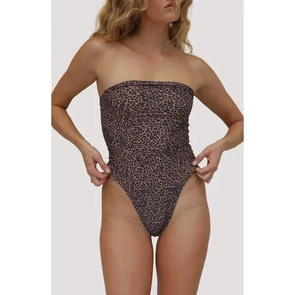 STONE FOX SWIM Paola Macramé Strapless One-piece Swimsuit - Selva