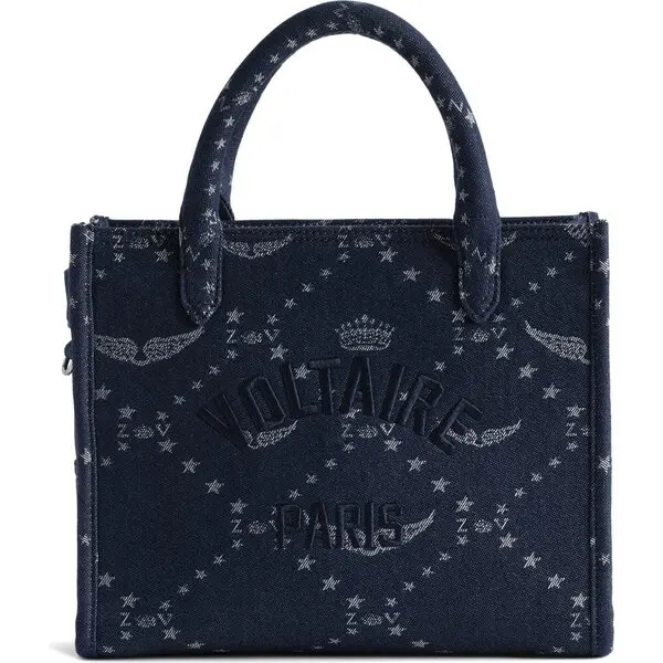 Zadig&Voltaire Angel Extra Small Logo Monogram Denim Tote - Silent