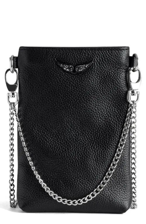 Zadig&Voltaire Rock Pebbled Leather Phone Pouch - Black