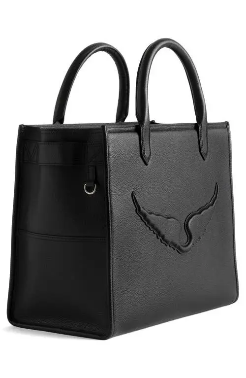Zadig&Voltaire Calfskin Leather Tote Bag - Black